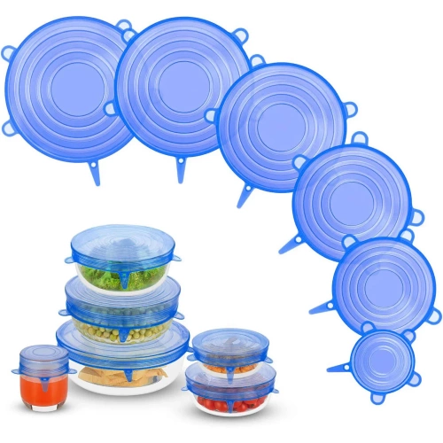 FLR-6PCS-BLUE | Universal silicone lids | Set of flexible covers ...