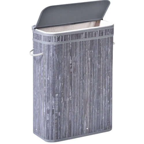 UYL-80L-GRAY | Coș de rufe gri | Recipient de jucării din bambus | Coș ...